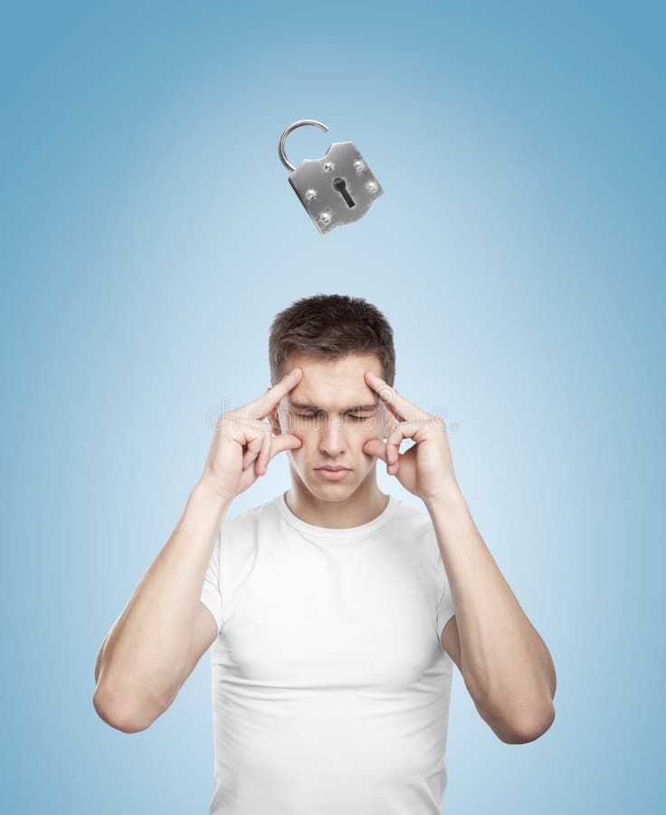 Man thinking stock image. Image of metal, people, hand - 32886985