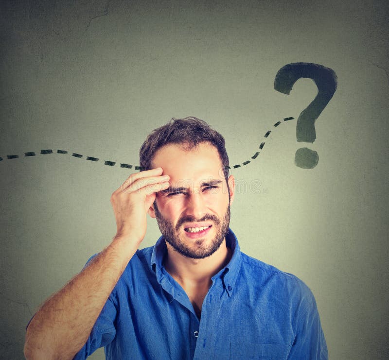 Young Man Thinking Looking for a Solution Stock Image - Image of ...
