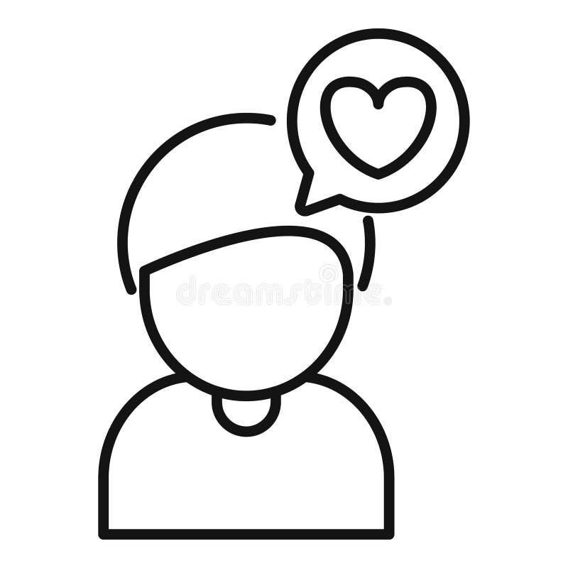 Man Thinking about Love with Heart Icon Stock Vector - Illustration of ...