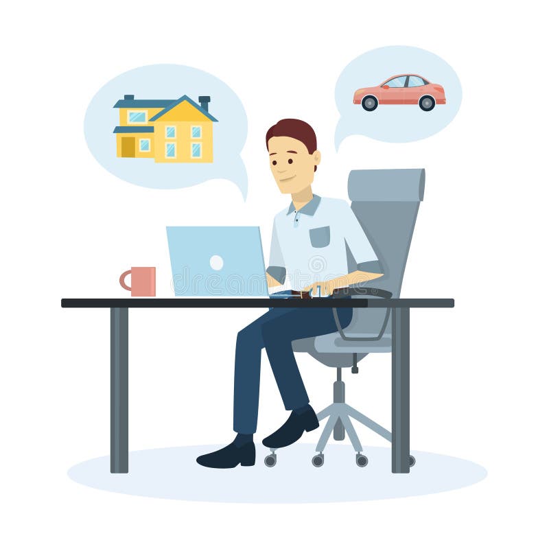 Man Thinking Dream House Stock Illustrations – 371 Man Thinking Dream ...