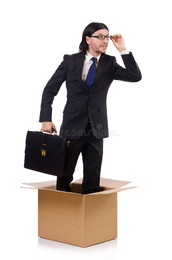 Man in thinking out stock photo. Image of parcel, businessman - 39271274
