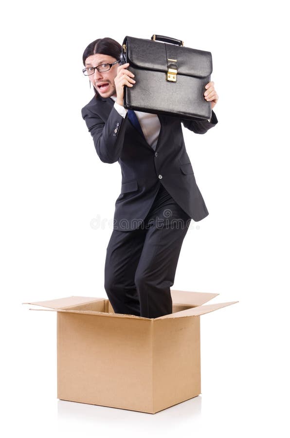 Man in thinking out stock image. Image of cardboard, carrying - 39271443