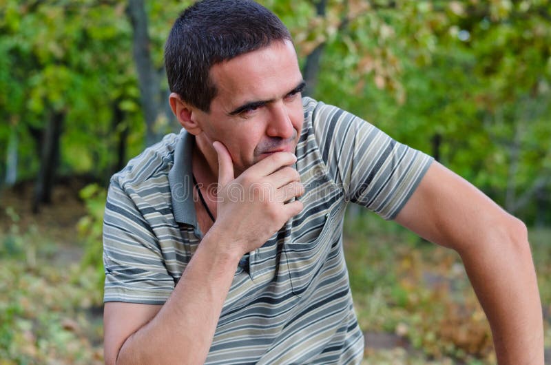 Man thinking outdoor stock photo. Image of caucasian - 29338898