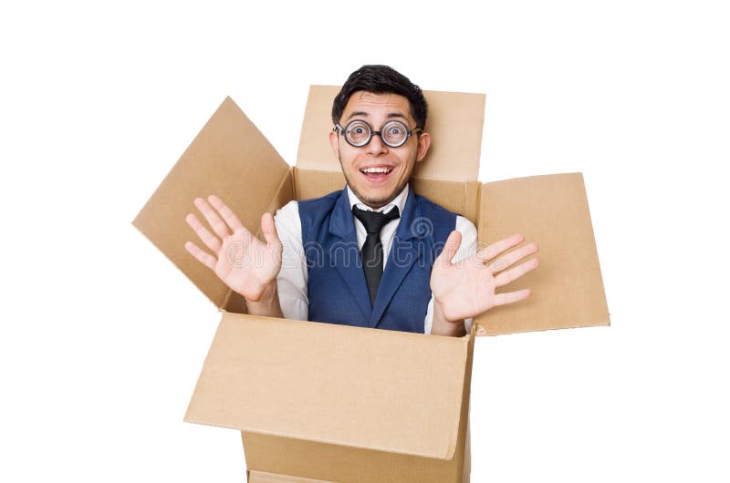 Man in thinking stock photo. Image of humor, container - 41115506