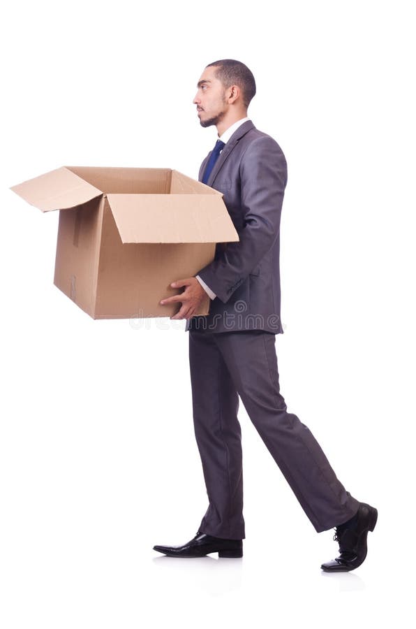 Man in Thinking Outside the Box Concept Stock Image - Image of ...