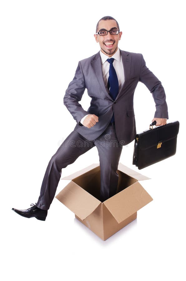 Man in thinking outside stock photo. Image of happy, delivery - 44326064