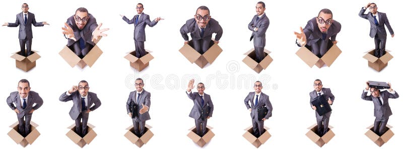 The Man in Thinking Outside the Box Concept Stock Image - Image of ...