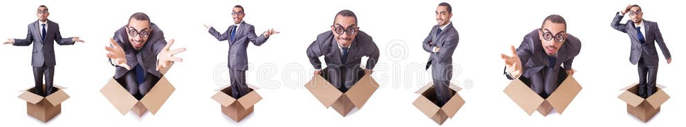 The Man in Thinking Outside the Box Concept Stock Photo - Image of ...