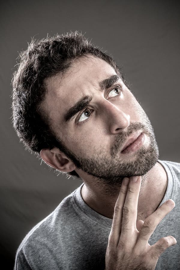 Man thinking stock image. Image of caucasian, grin, cool - 34442335