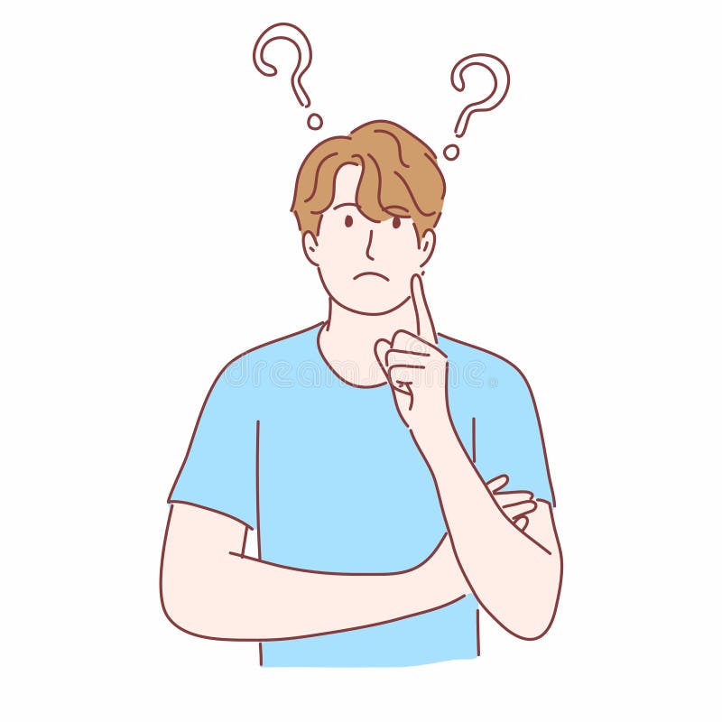 Man is Thinking, Question, Confused, Not Sure Concept. Hand Drawn Flat ... Man is Thinking, Question, Confused, Not Sure Concept. Hand Drawn Flat ...