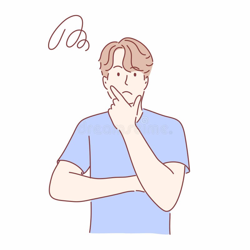Man is Thinking, Question, Confused, Not Sure Concept. Hand Drawn Flat ... Man is Thinking, Question, Confused, Not Sure Concept. Hand Drawn Flat ...