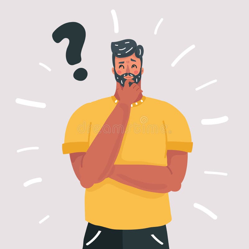 Man Thinking, Question, Doubt Expression. Stock Vector - Illustration ...