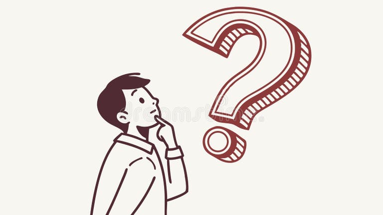 Man Thinking with Question Mark, Problem Solving Uncertainty Icon ...