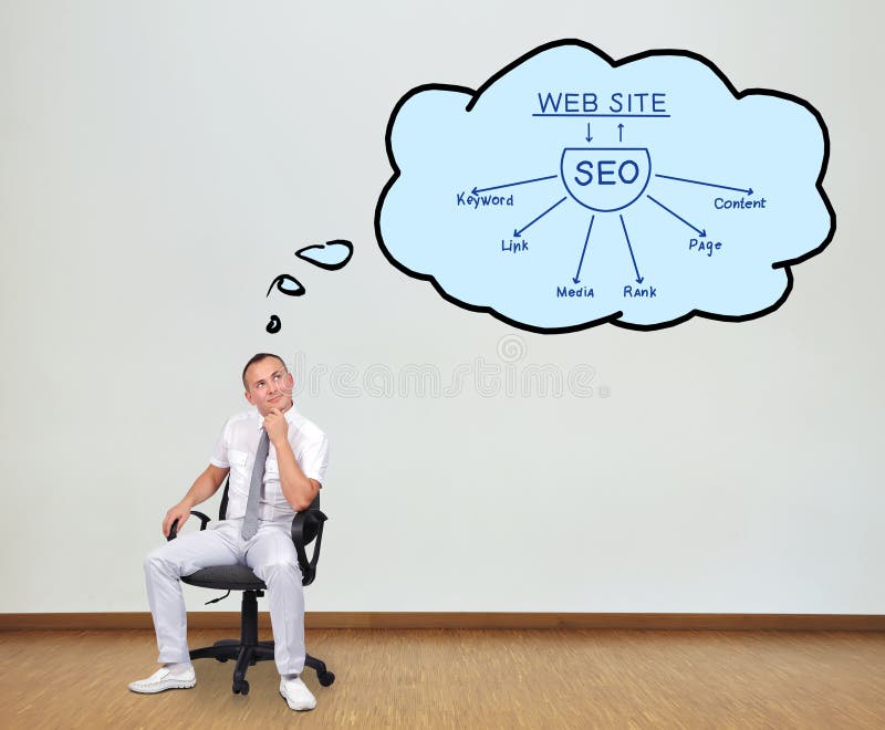 Man thinking about seo stock image. Image of rank, creativity - 33756223