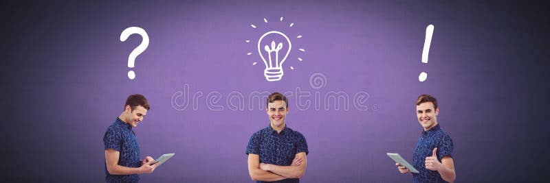 Man Thinking in Sequence with Ideas and Brainstorm Process Icons Stock ...