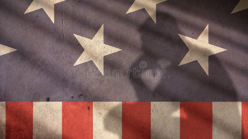 Man Thinking Shadow on Usa Flag. Stock Image - Image of patriotism ...