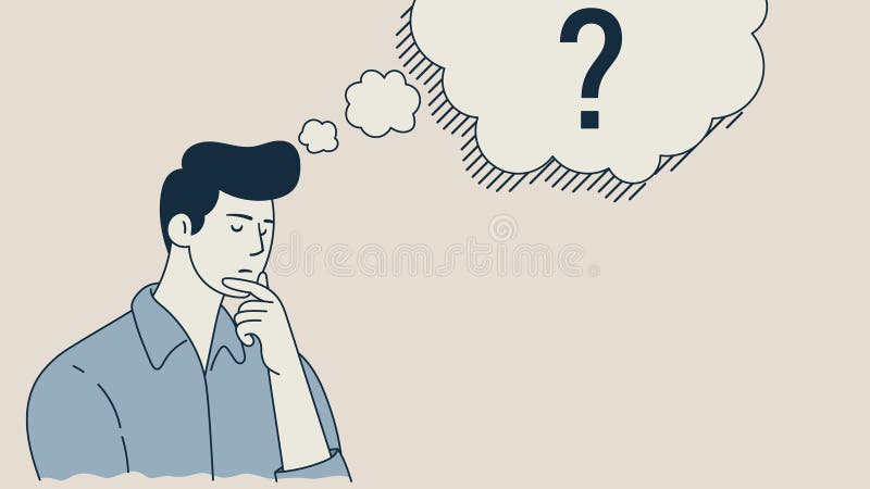 Man is Thinking about Something. Question Mark in Speech Bubble Stock ...