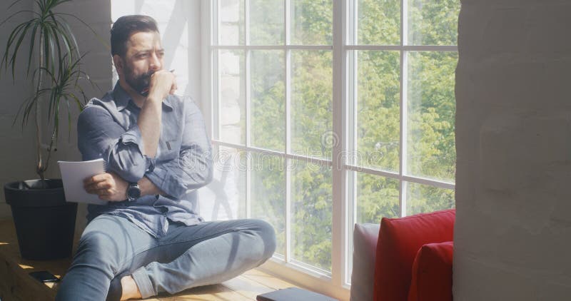 Man Thinking and Taking Notes Stock Photo - Image of pandemic, ideas ...