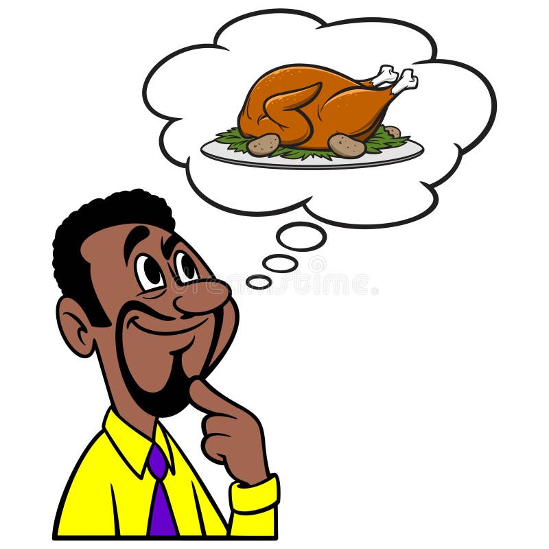 Man Thinking about Thanksgiving Dinner Stock Vector - Illustration of ...