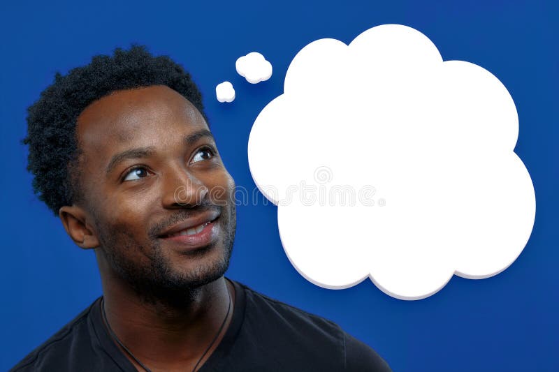 Visionary Man Thinking Imagination Concept Dream White Clouds on Blue ...