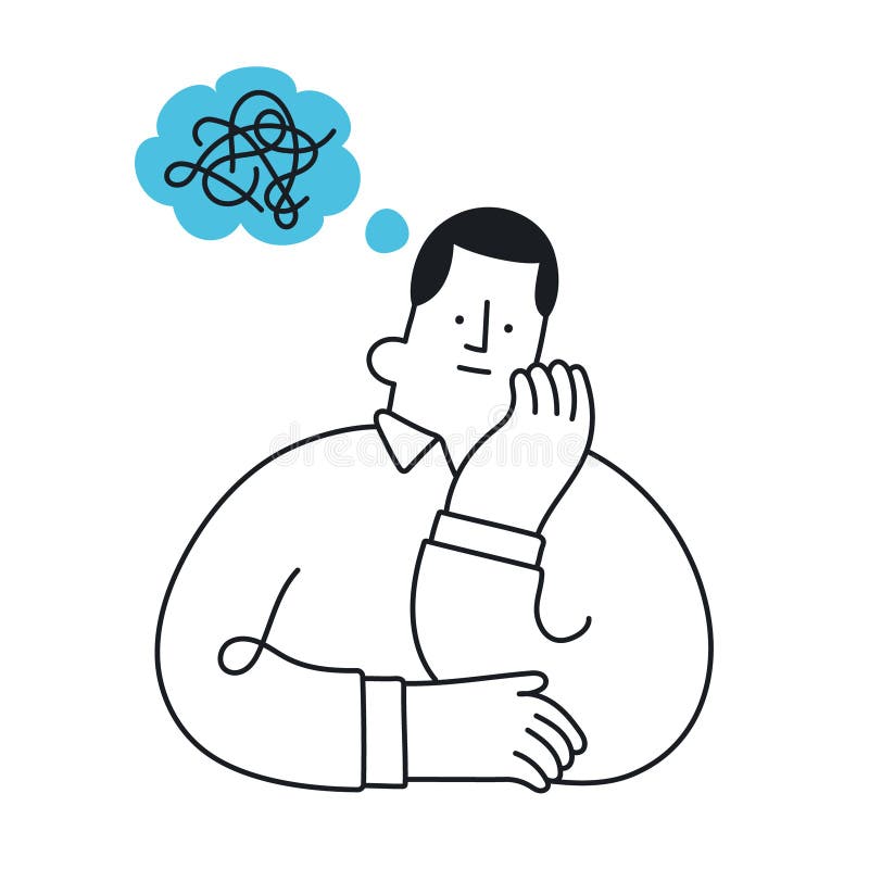 Man Thinking about Way To Solve Problems. Concept of Difficult Thinking ...