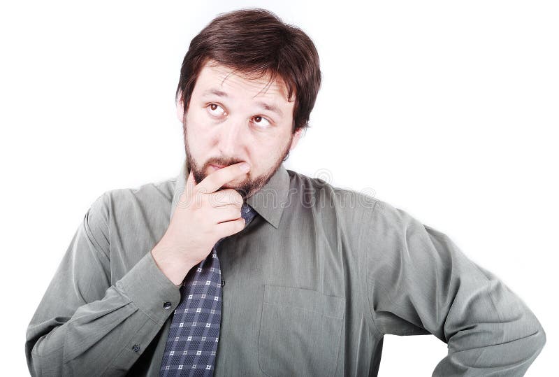 A Man with Thinking and Worring Expression Stock Photo - Image of hand ...