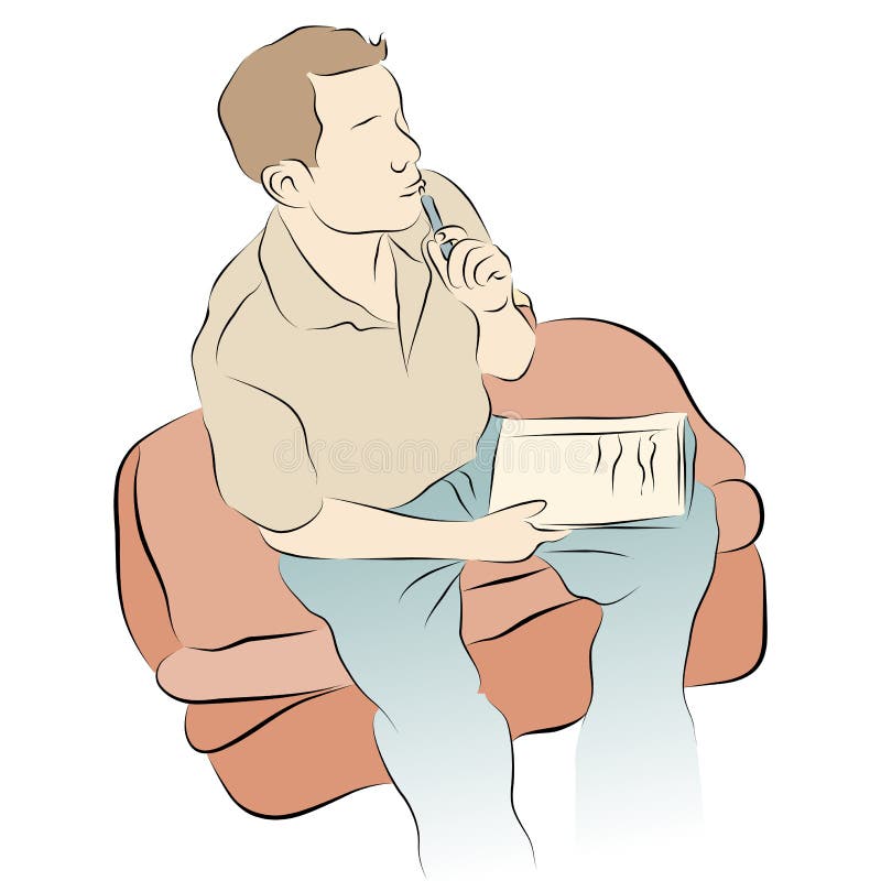 Writing man stock vector. Illustration of funny, mail - 18981904