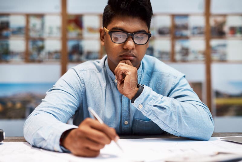 Man, Thinking and Writing in Office for Business, Notes and Contract ...