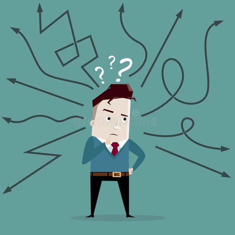 Man Thinks Over Difficult Choices Stock Vector - Illustration of ...
