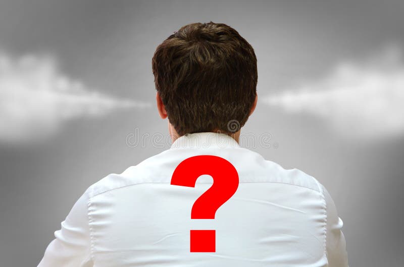 Man Thinks about the Problem and Looks for an Answer. Concept of a ...
