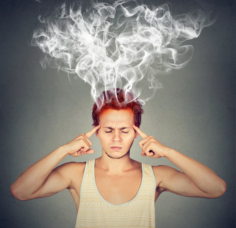 Man Thinks Very Intensely Having Headache Stock Image - Image of ...