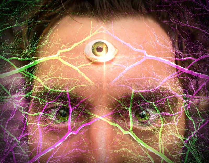 Man Third Eye stock image. Image of halloween, neon, prophecy - 79402409