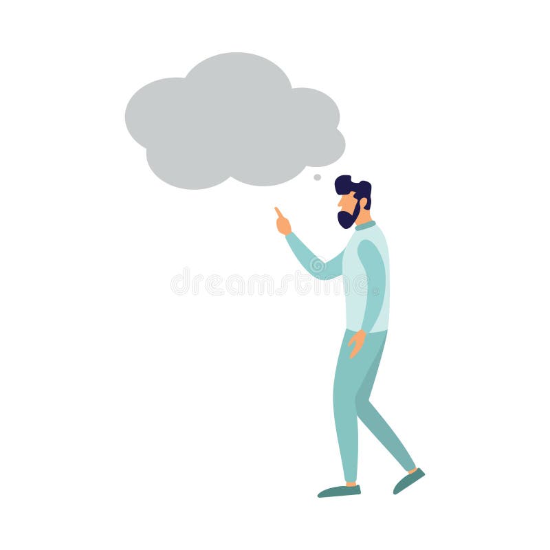 A Man with Thoughts. Thinking Person. Vector Illustration, Flat Style ...