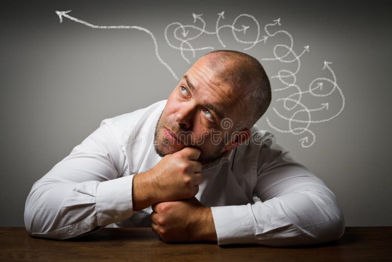 Man in thoughts. stock photo. Image of indecision, face - 59990906