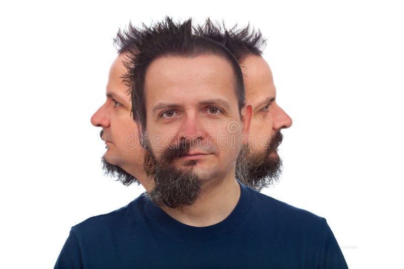 Man with three faces stock image. Image of looking, psychology - 68305805