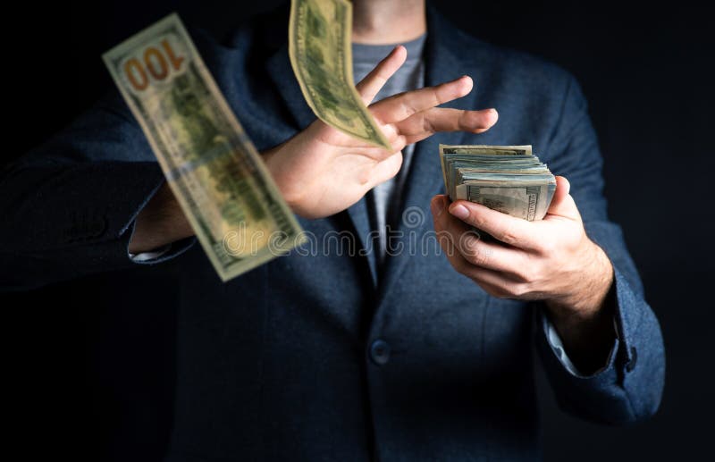 Man With Money Throwing Dollar Stock Photo - Image of american, money ...