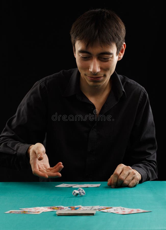 Man Throwing Dice on a Gambling Table Stock Image - Image of gambling ...