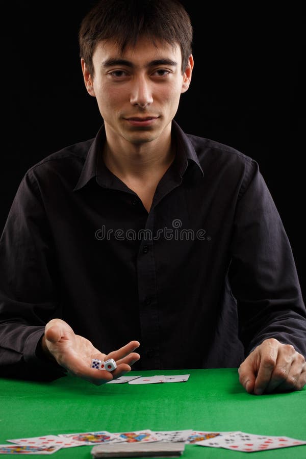 Man Throwing Dice on a Gambling Table Stock Image - Image of white ...