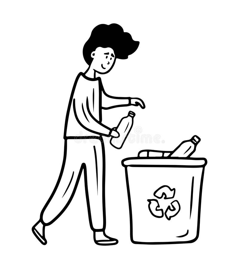 Man is Throwing Empty Plastic Bottle into Special Recycling Garbage Bin ...