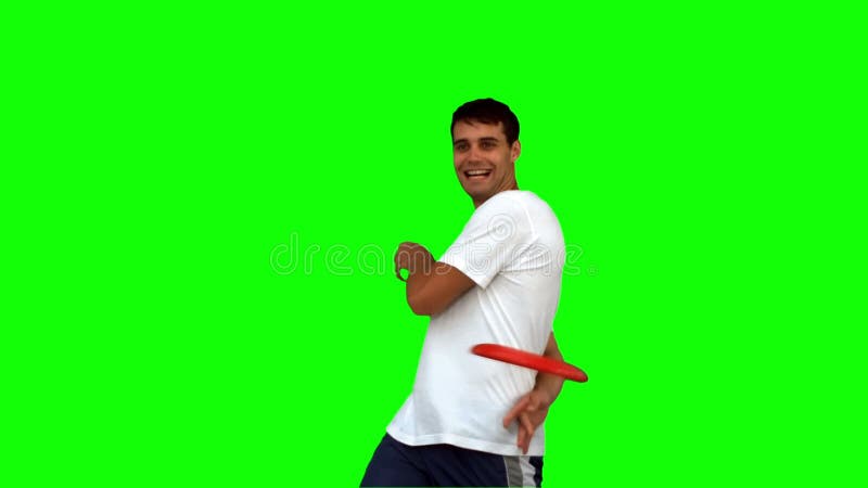Man Throwing a Frisbee on Green Screen Stock Video - Video of ...