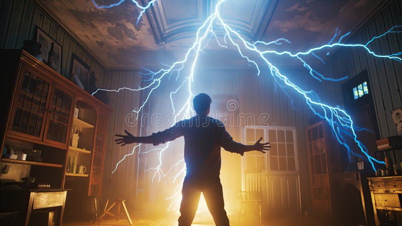 Man throwing lightning stock illustration. Illustration of relationship ...