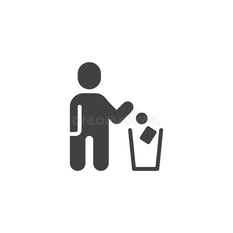Man Throwing Paper into Dustbin Vector Icon Stock Vector - Illustration ...