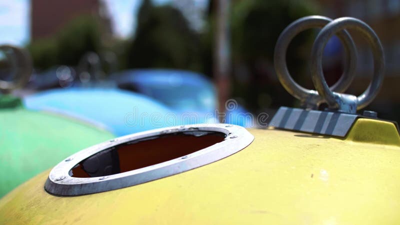 Empty Bottle. Plastic Garbage Bin Trash Container. Hand Bottle into ...