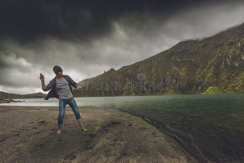 Man throwing a stone stock image. Image of beautiful - 247487199