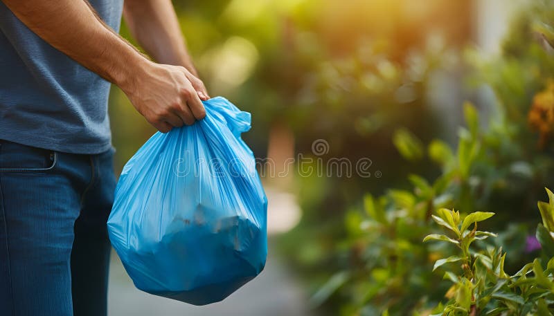 Man Throwing Trash Bag into Bin Outdoors, Closeup Stock Image - Image ...
