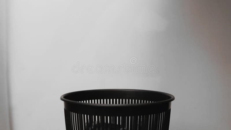 Man Throws Broken Hard Disk Drives in Trash Bin Near Wall Stock Footage ...