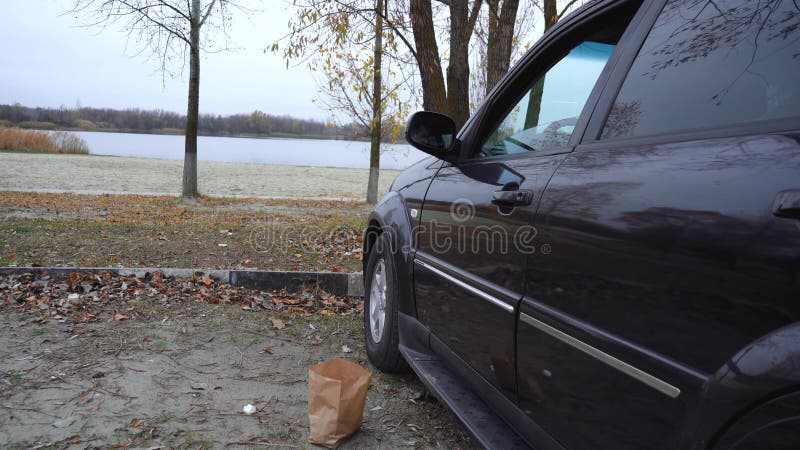 A Man Throws Out Garbage, Sorts Plastic Stock Footage - Video of ...
