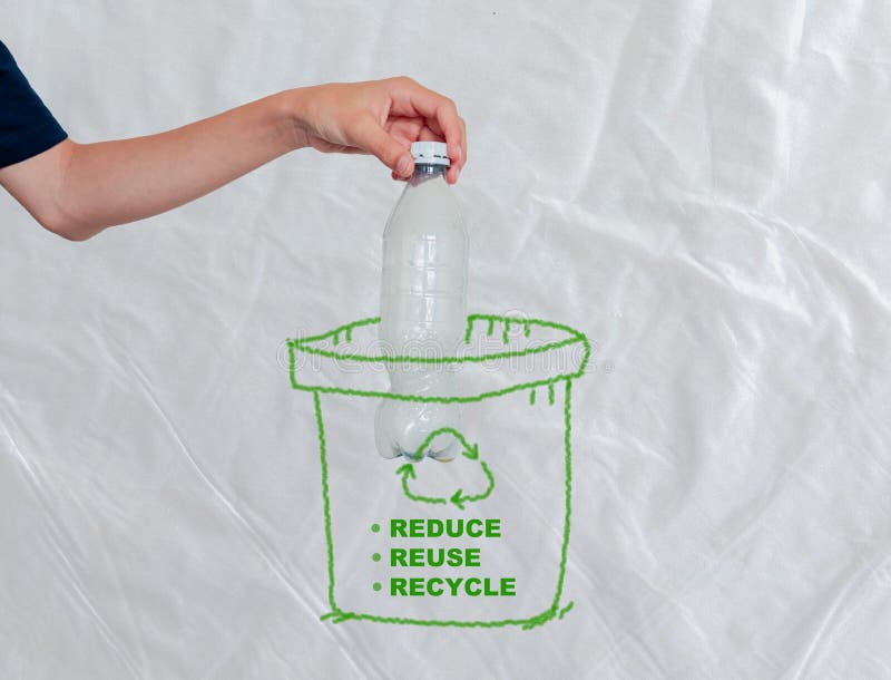 Plastic Recycle Concept, Hand Thrown Plastic Bottle in a Trash. Recycle ...