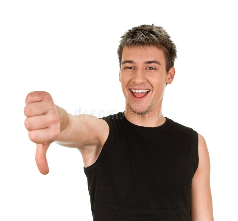 Man thumbs down stock image. Image of concept, white - 42091917