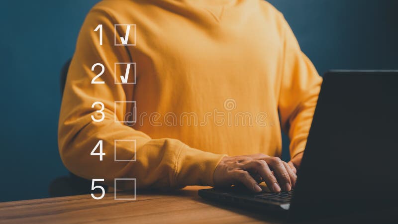 Man Tick Correct Sign Mark for Document Approval and Checklist Planning ...